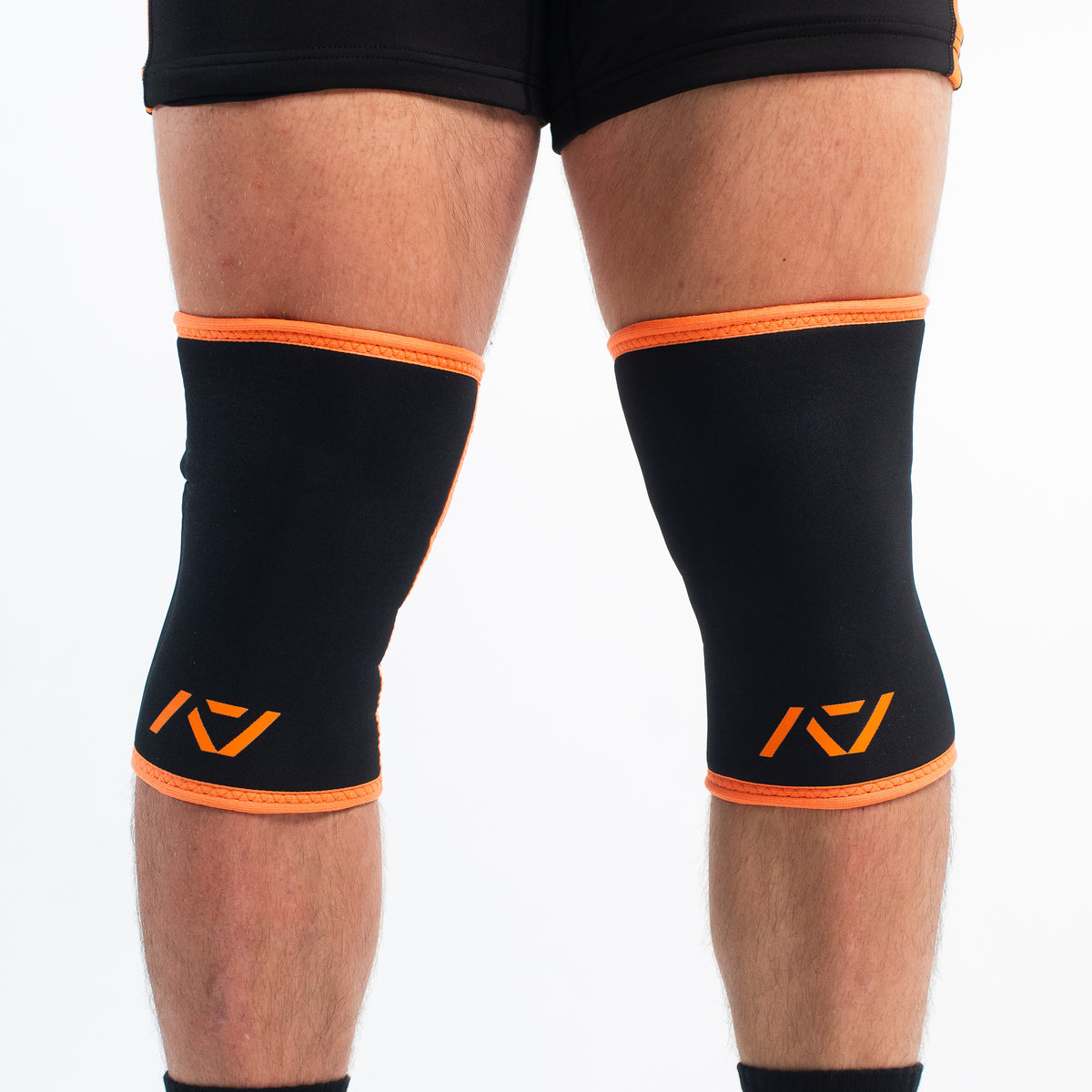 Black & Orange Knee Sleeves | Knee Support Sleeves for Squats – A7